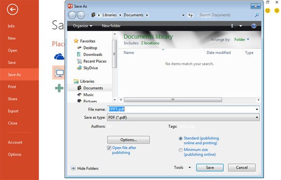 How To Save PPT To PDF In Office PowerPoint 2013