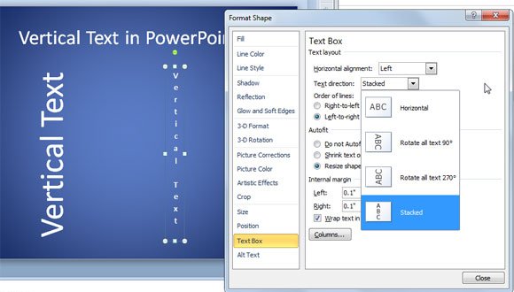 Vertical Text In PowerPoint 2010