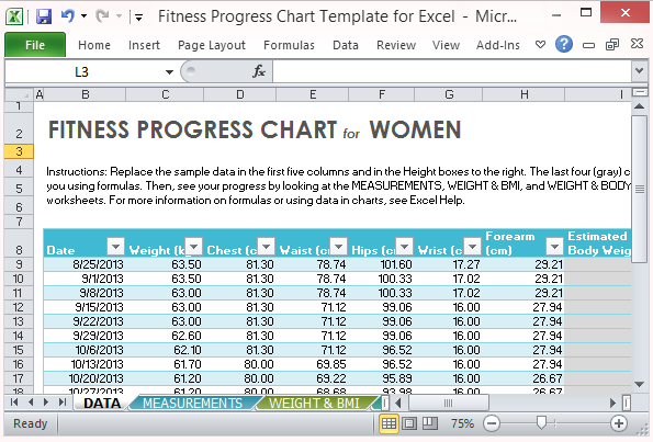 Fitness Progress Chart Template For Excel Fitness Progress Chart Template For Excel
