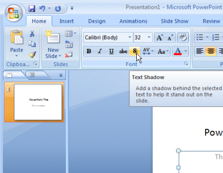 How to add text shadow in PowerPoint slide design