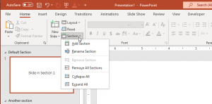 Organizing Slides in PowerPoint into Sections