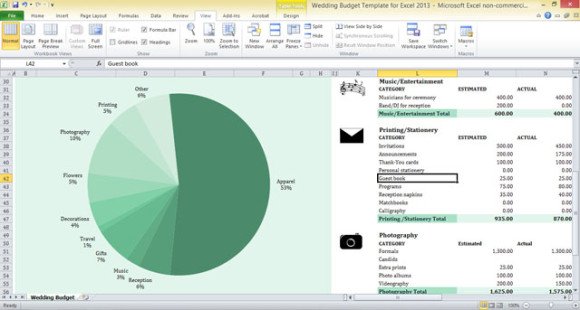 Wedding Budget Template For Excel 2013
