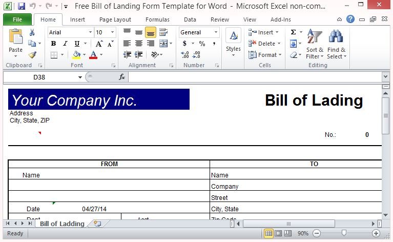 Excel Bill Of Lading Template For Your Needs