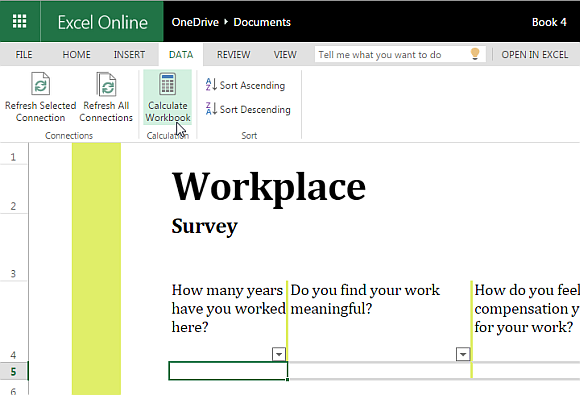 Workplace Survey Template For Excel Online