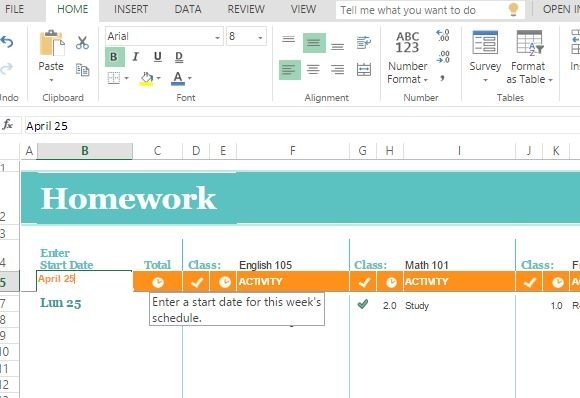 Free Homework Schedule Template For Excel Online