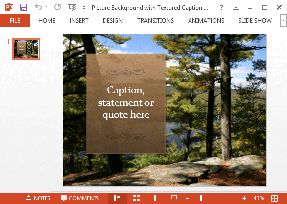 Picture Background Template With Textured Caption For PowerPoint