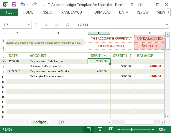 T Account Ledger Template For Excel