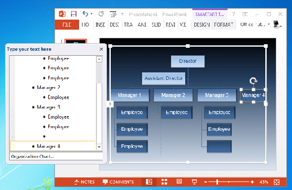 Editing SmartArt organizational chart - FPPT