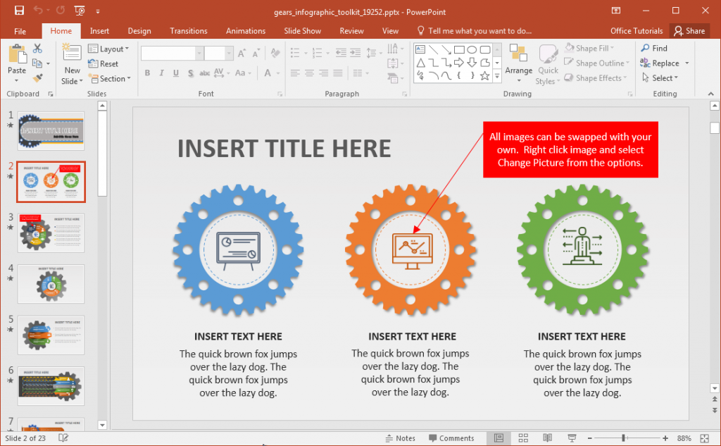 Animated Gears Infographic PowerPoint Template