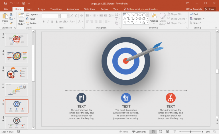 Animated Target Goal PowerPoint Template & PPT Slides