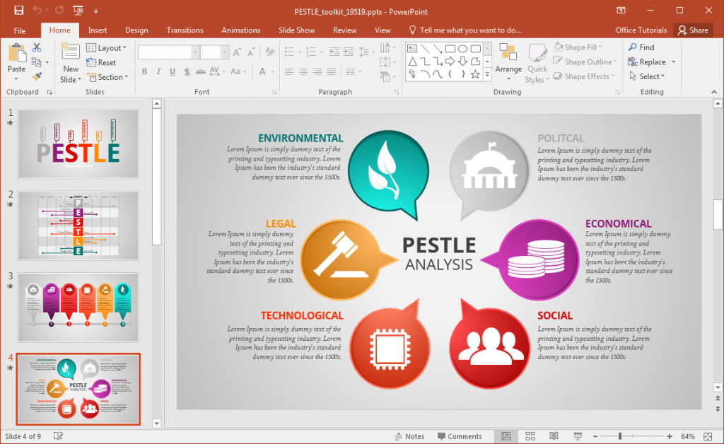Animated PESTLE Analysis Presentation Template For PowerPoint