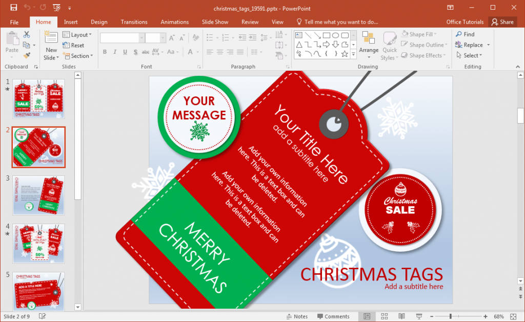 Animated Christmas Tags PowerPoint Template