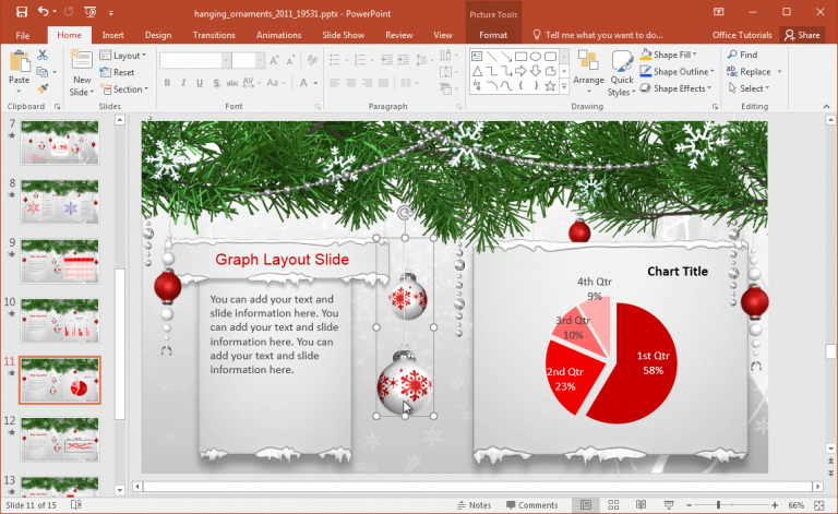 Animated Hanging Ornaments Powerpoint Template
