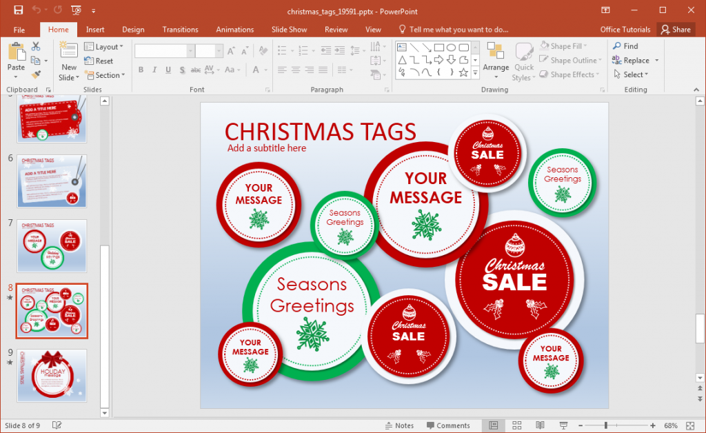 Animated Christmas Tags PowerPoint Template