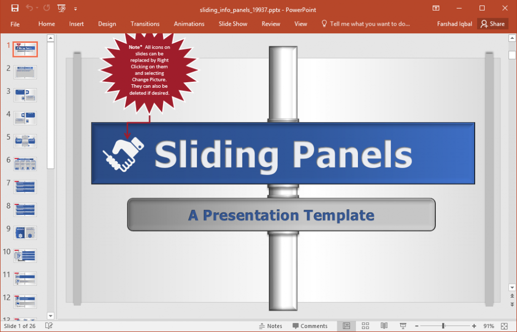 Animated Sliding Panels Effect PowerPoint Template
