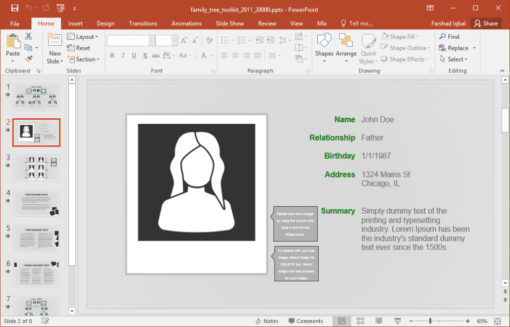Animated Family Tree Presentation Template For PowerPoint