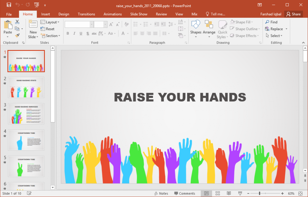 Animated Raise Your Hands PowerPoint Template