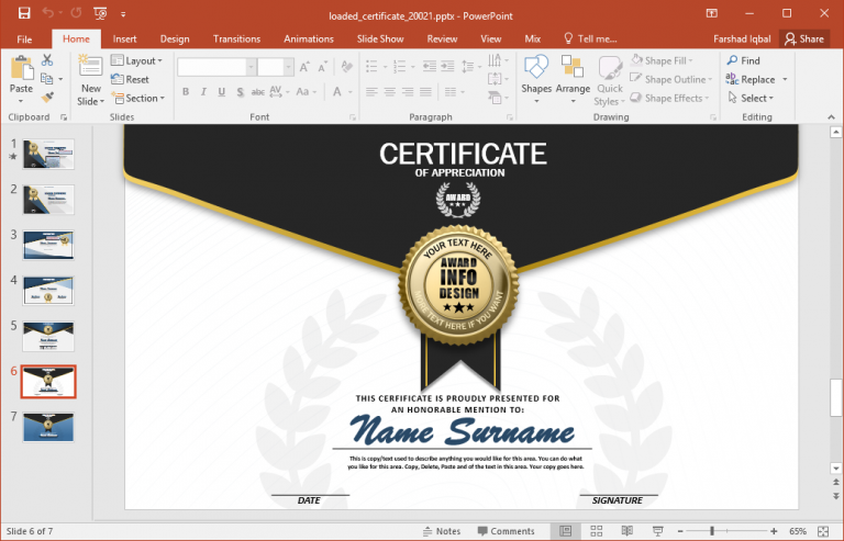 Animated Certificate PowerPoint Template