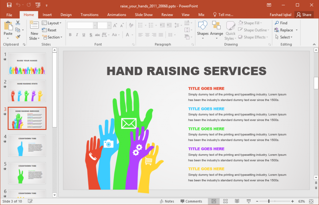 Animated Raise Your Hands PowerPoint Template