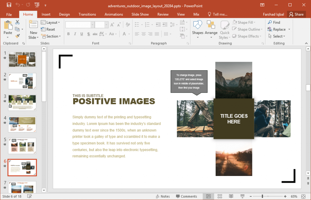 Adventures Outdoor Image Template For PowerPoint