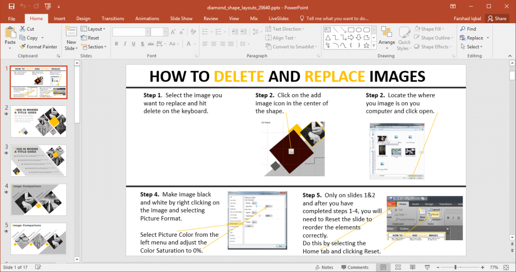 Animated Diamond Shape Layouts For PowerPoint
