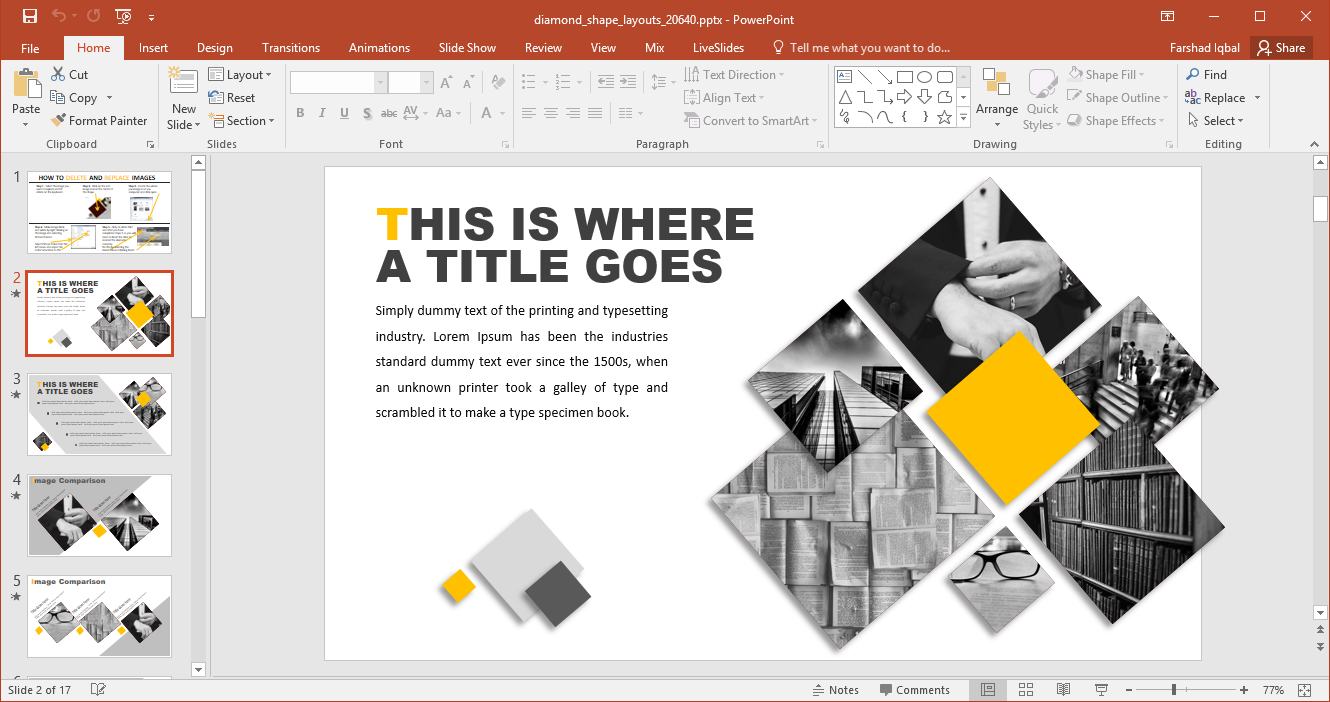 Animated Diamond Shape Layouts For PowerPoint