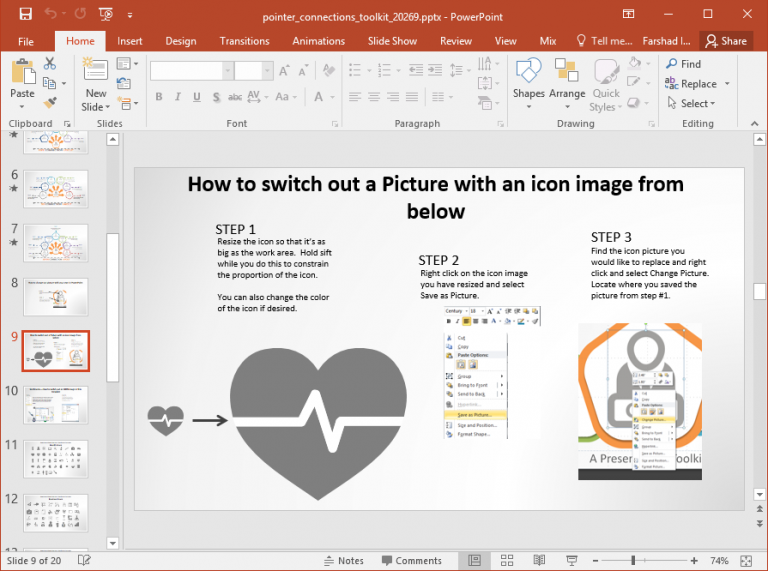 Animated Pointer Connections Template For PowerPoint