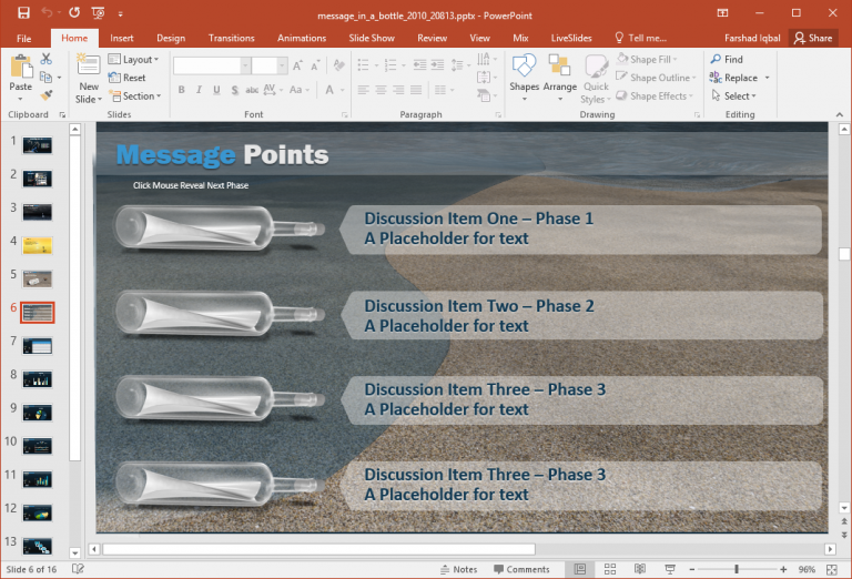 Animated Message in a Bottle PowerPoint Template