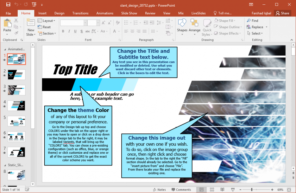 Animated Slant Design PowerPoint Template