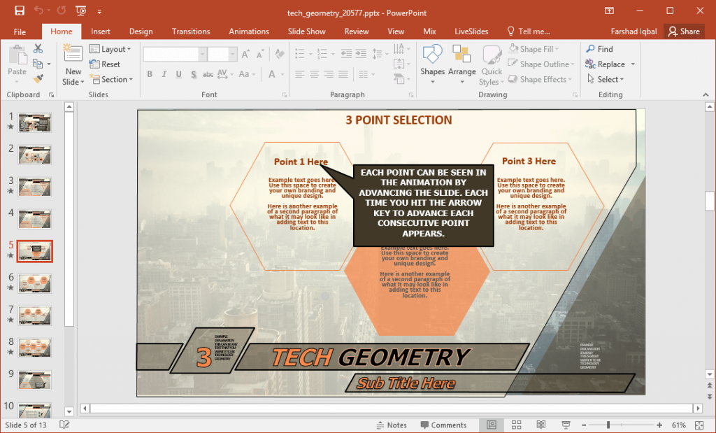 Animated Tech Geometry PowerPoint Template