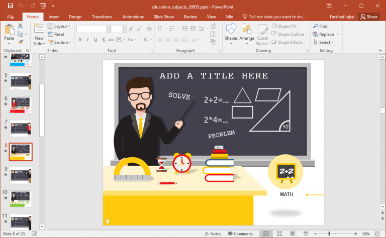 Animated Education Subjects PowerPoint Template