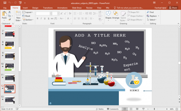 Animated Education Subjects PowerPoint Template