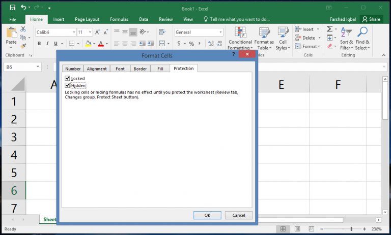 Protect excel cells - FPPT