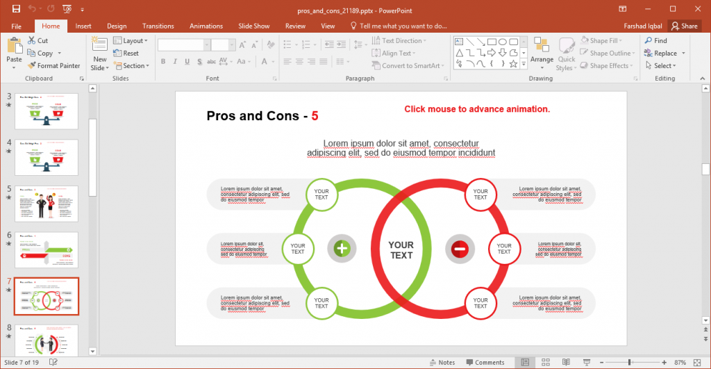 Animated Pros & Cons PowerPoint Template for Presentations