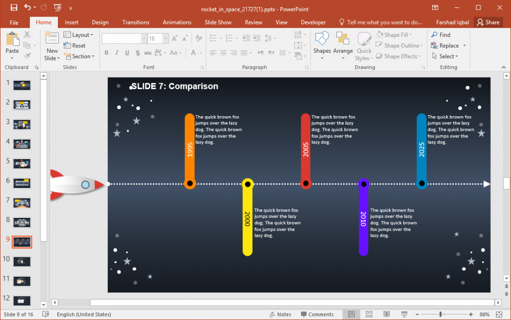 Animated Rocket and Space PowerPoint Template