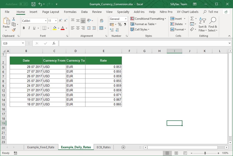 Excel Currency Converter Add in