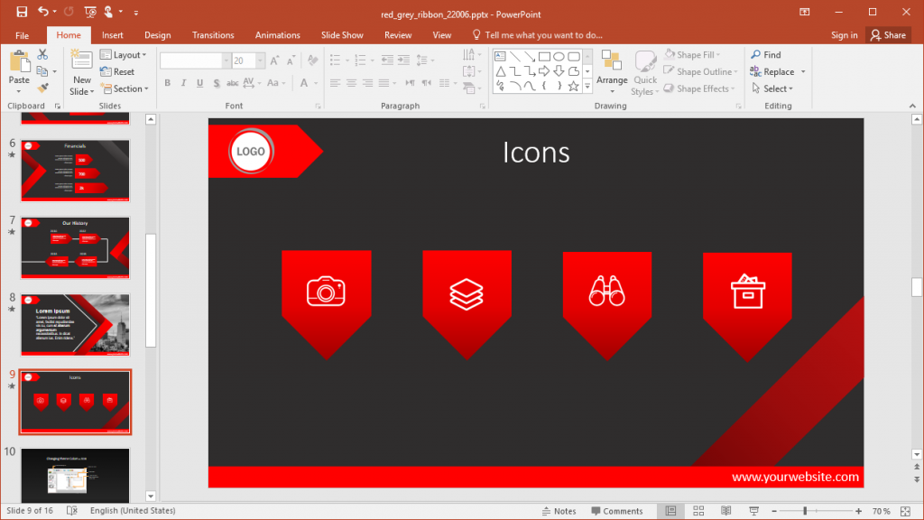 Animated Red Ribbon PowerPoint Template Animated Red Ribbon PowerPoint Template