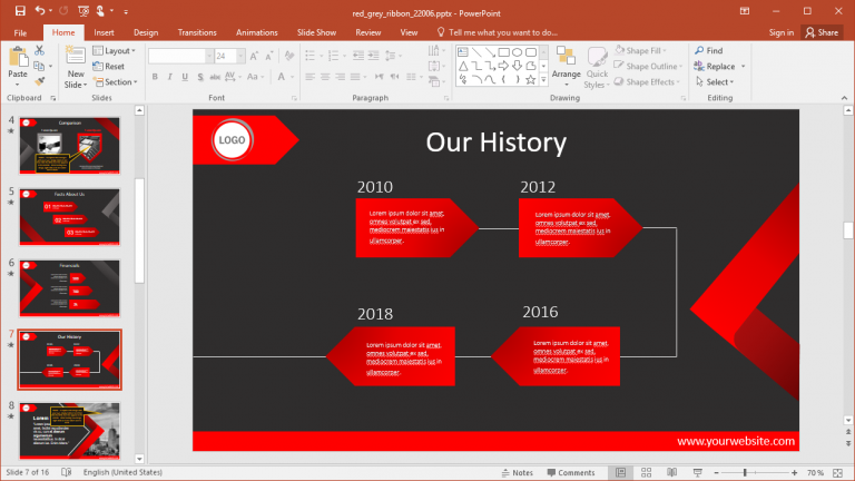 Animated Red Ribbon PowerPoint Template Animated Red Ribbon PowerPoint Template