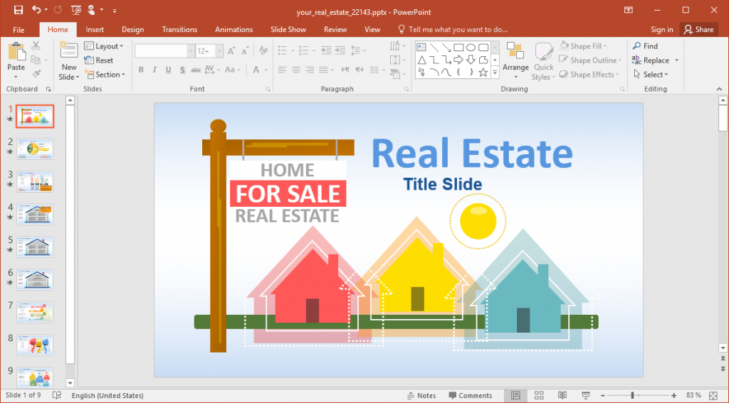 Animated House for Sale PowerPoint Template