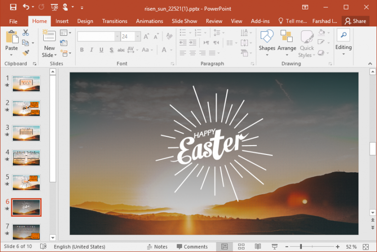 Animated Risen Sun Easter PowerPoint Template
