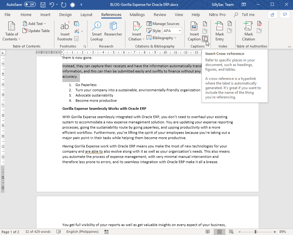 How To Add References For Numbered Lists In Word