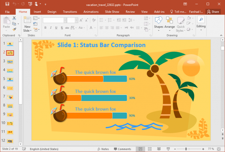Animated Vacation Travel PowerPoint Template