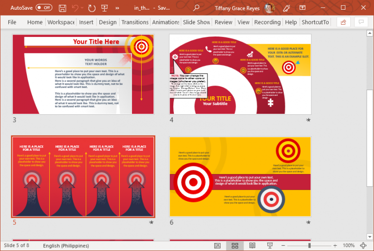 Animated in the Target PowerPoint Template