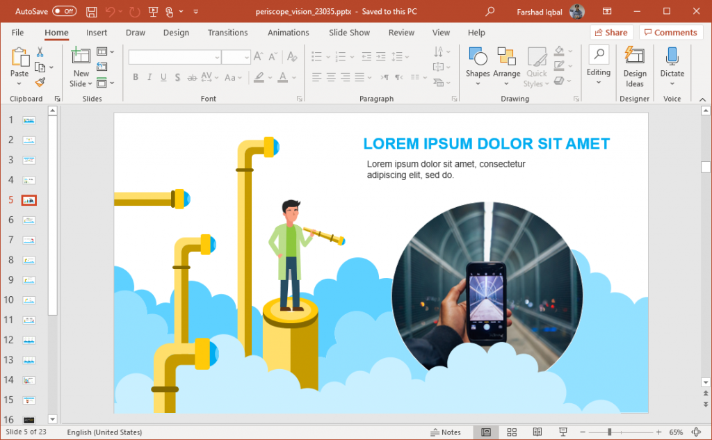 Animated Periscope Vision PowerPoint Template