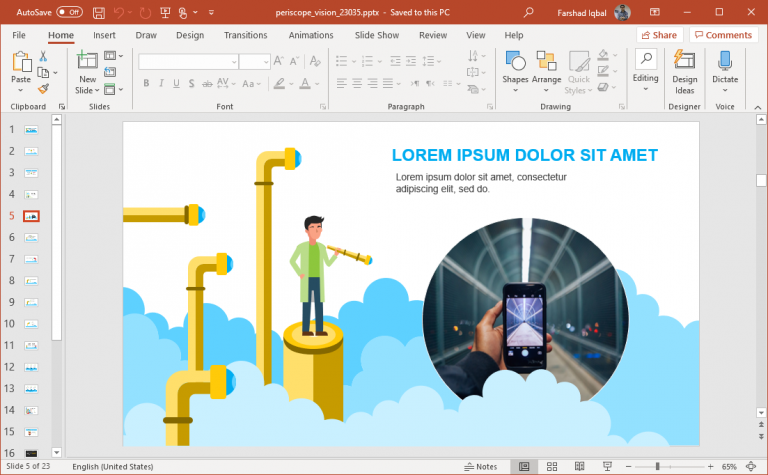 Animated Periscope Vision PowerPoint Template
