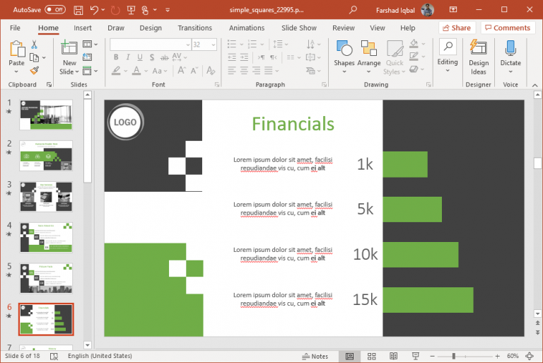 Animated Simple Squares Modern PowerPoint Template