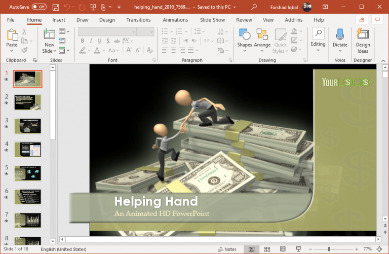 animated helping hand powerpoint template - FPPT