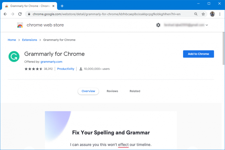 Add Grammarly Chrome Extension FPPT