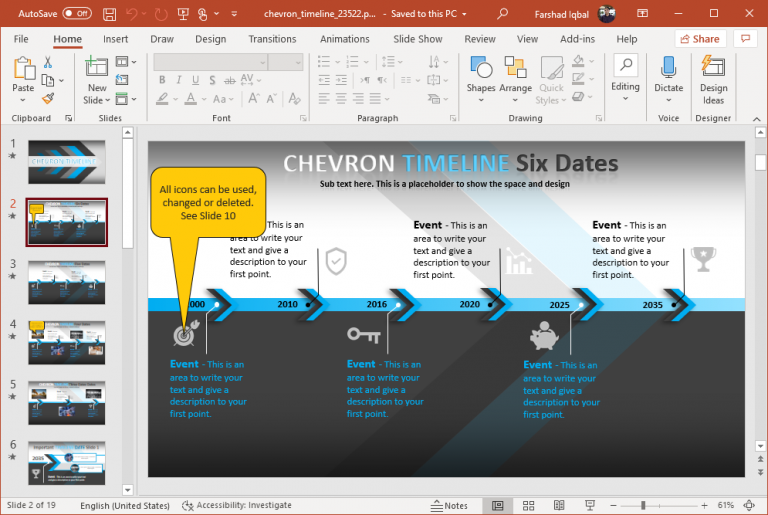 Animated Chevron Timeline PowerPoint Template
