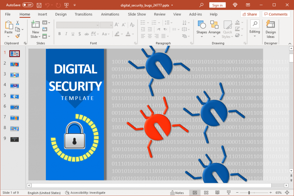 Animated Digital Security Bugs PowerPoint Template